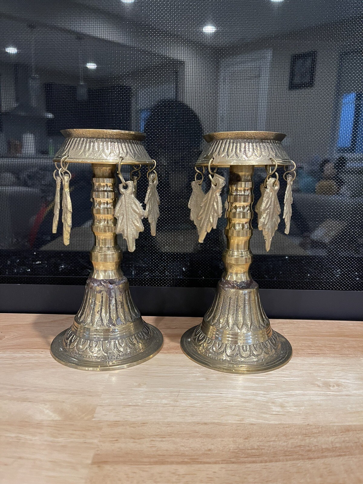 Nepali Brass Panas Candle Holder Set Of Two 7 Inch | eBay