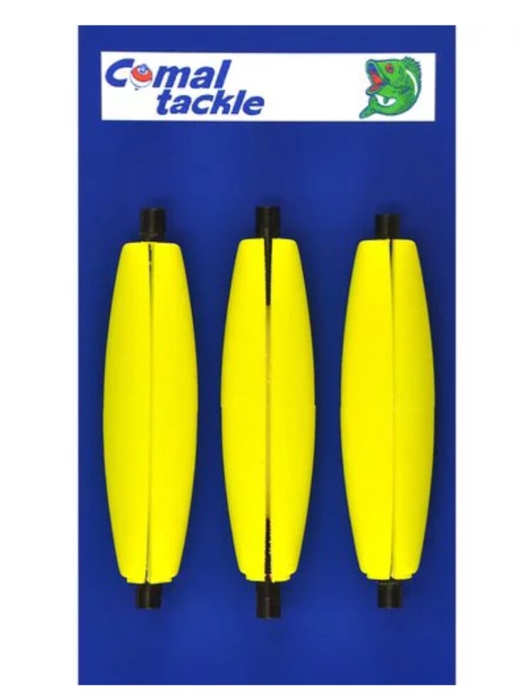 Comal Tackle Slotted Cigar Peg Float, Yellow, Qty 3, 3” Float, 3-3/4 ...