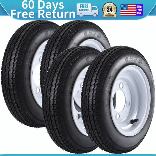 Set of 4 Trailer Tires with 8" Rims 4 Lug on 4" Load Range C Load speed ...