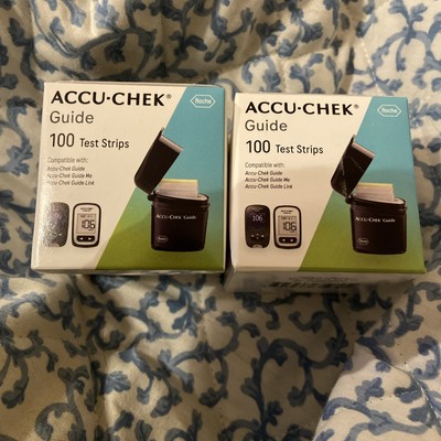 2 Boxes Roche ACCU-CHEK Guide 100 Glucose Test Strips Diabetic Exp 8 ...