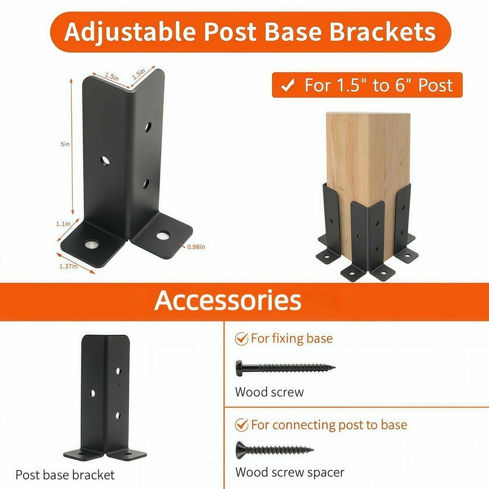 4/8 PCS Metal Bolt Down Post Supports Adjustable Deck Post Anchor ...