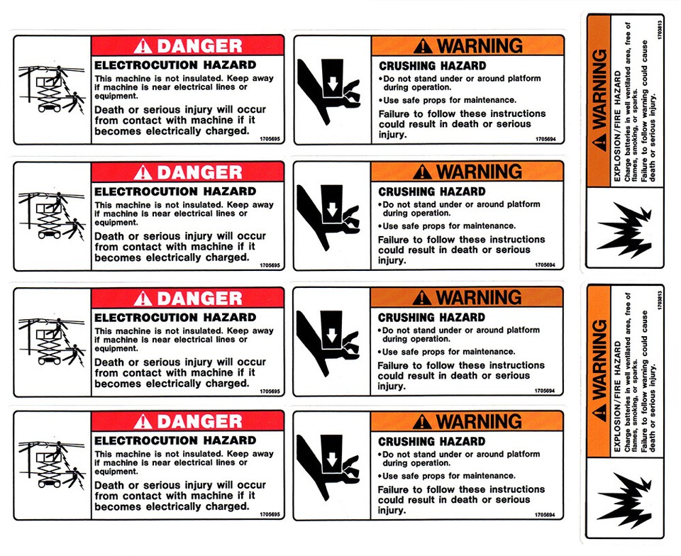 JLG 2902522, Universal SCISSOR LIFT DECAL KIT - AERIAL SAFETY DECAL KIT ...