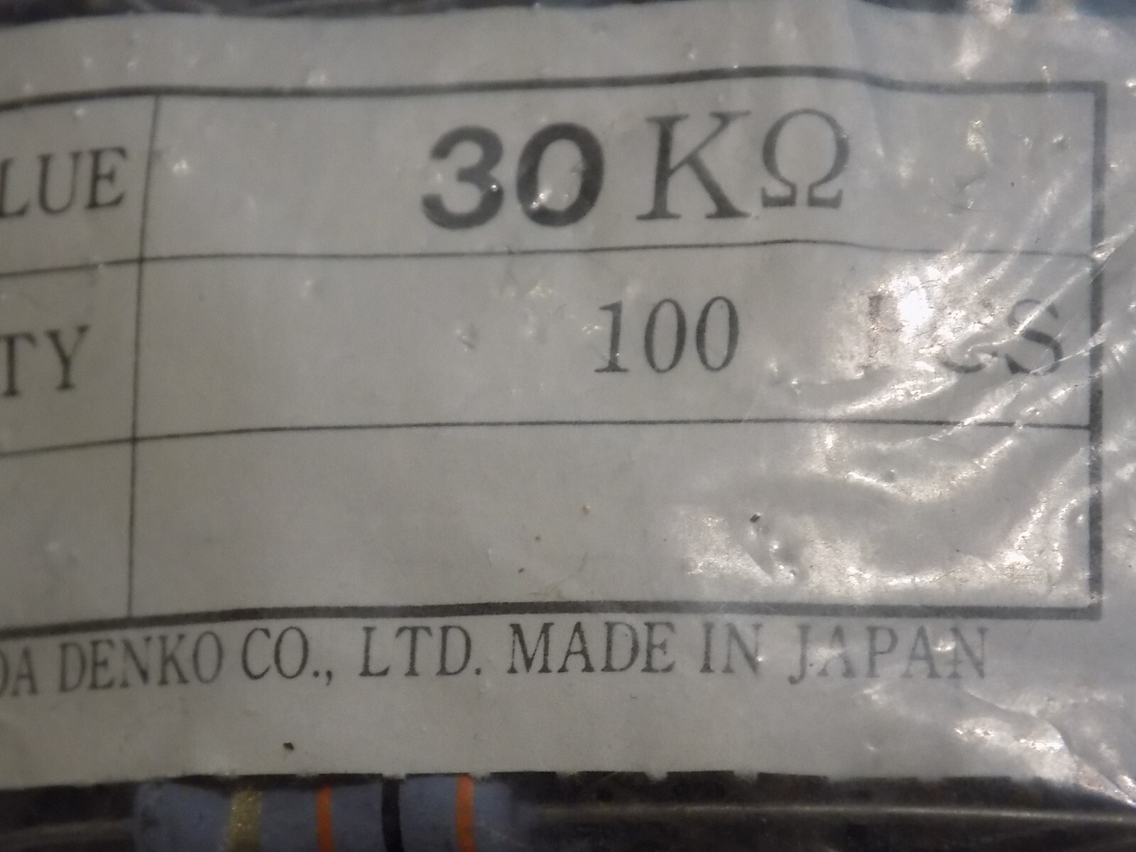 (10) KOA DENKO 30Kohm 30K OHM 2W 2 Watt Axial resistor NOS made in ...