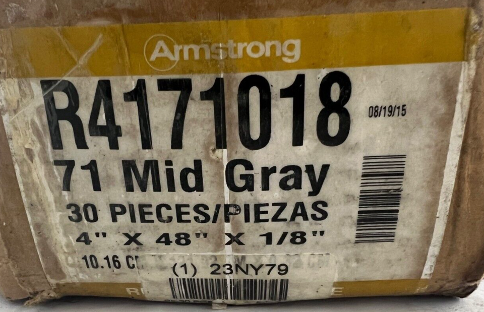ARMSTRONG R4171018; 71 MID GRAY WALL BASE; RUBBER; 4' X 48" X 1/8" BOX ...