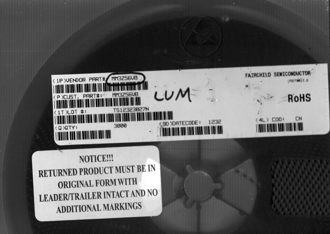 MM3Z56VB On Semiconductor DIODE ZENER 56V 200MW SOD323F **LOT OF 227 ...