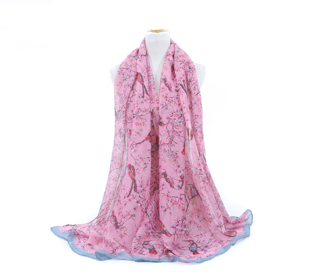 Japanese Bird Print Scarf Shawl Stole Wrap Sarong Cover-up Maxi Big ...