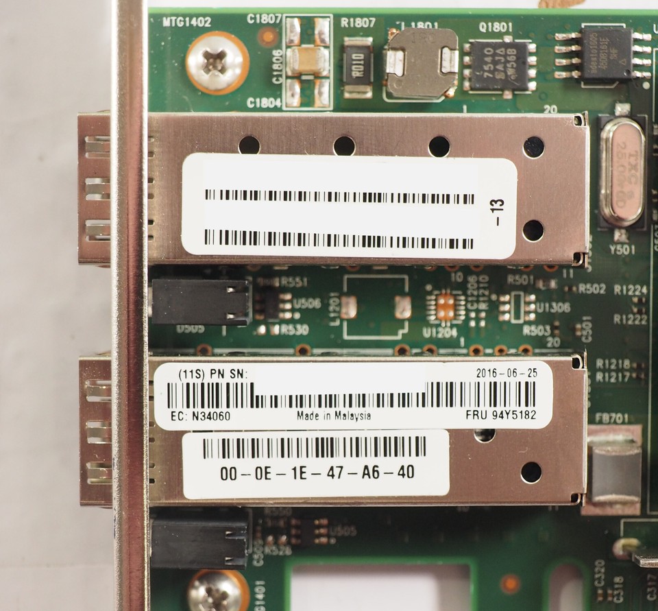 Broadcom NetXtreme 94Y5182, Dual Port 10GbE SFP+ Adapter w/ HP bracket ...