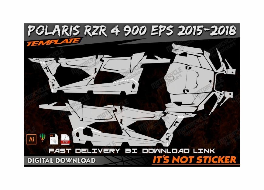 POLARIS RZR 900 EPS 4 2015-2018 Template vector 1/1 real scale EPS-PDF ...