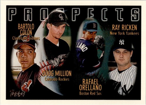 1996 Topps #428 Bartolo Colon/Doug Million/Rafael Orellano/Ray Ricken ...