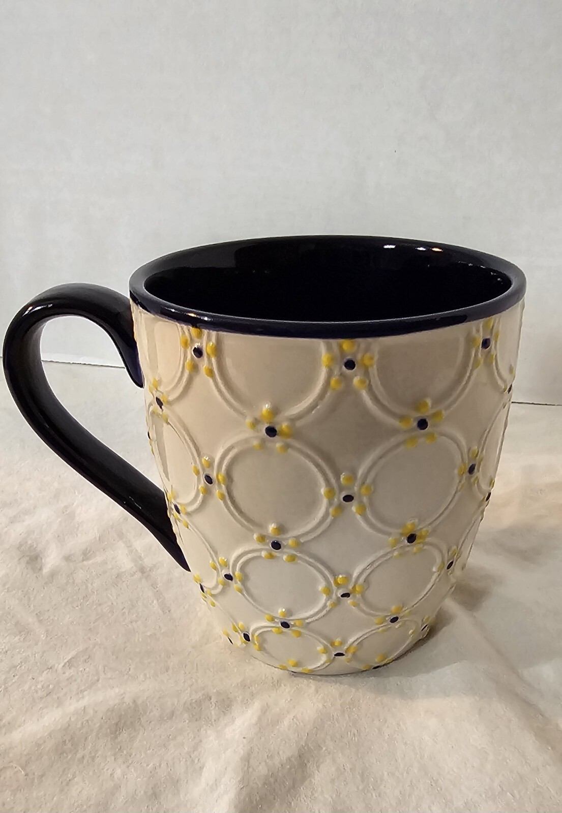 Temptations by Tara Old World Infinity 16 Oz Coffee Mugs Blue & Yellow ...