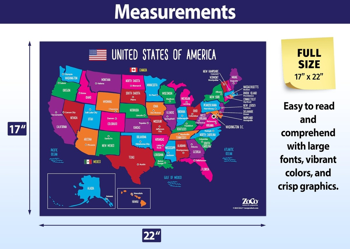 Map Of Usa States And Capitals Colorful Us Map With Capitals