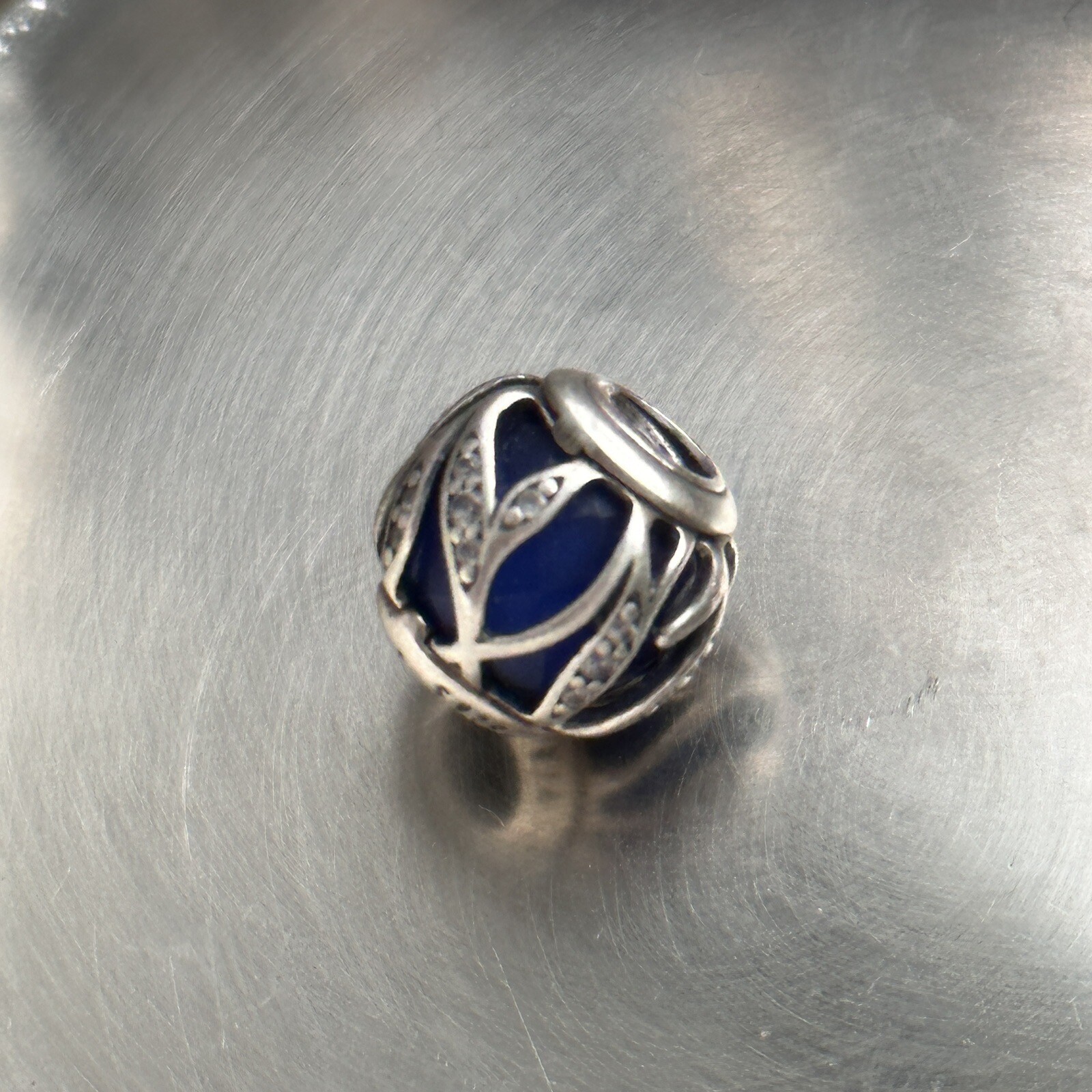Pandora Royal Blue Nature's Radiance Glass & CZ Charm… - Gem