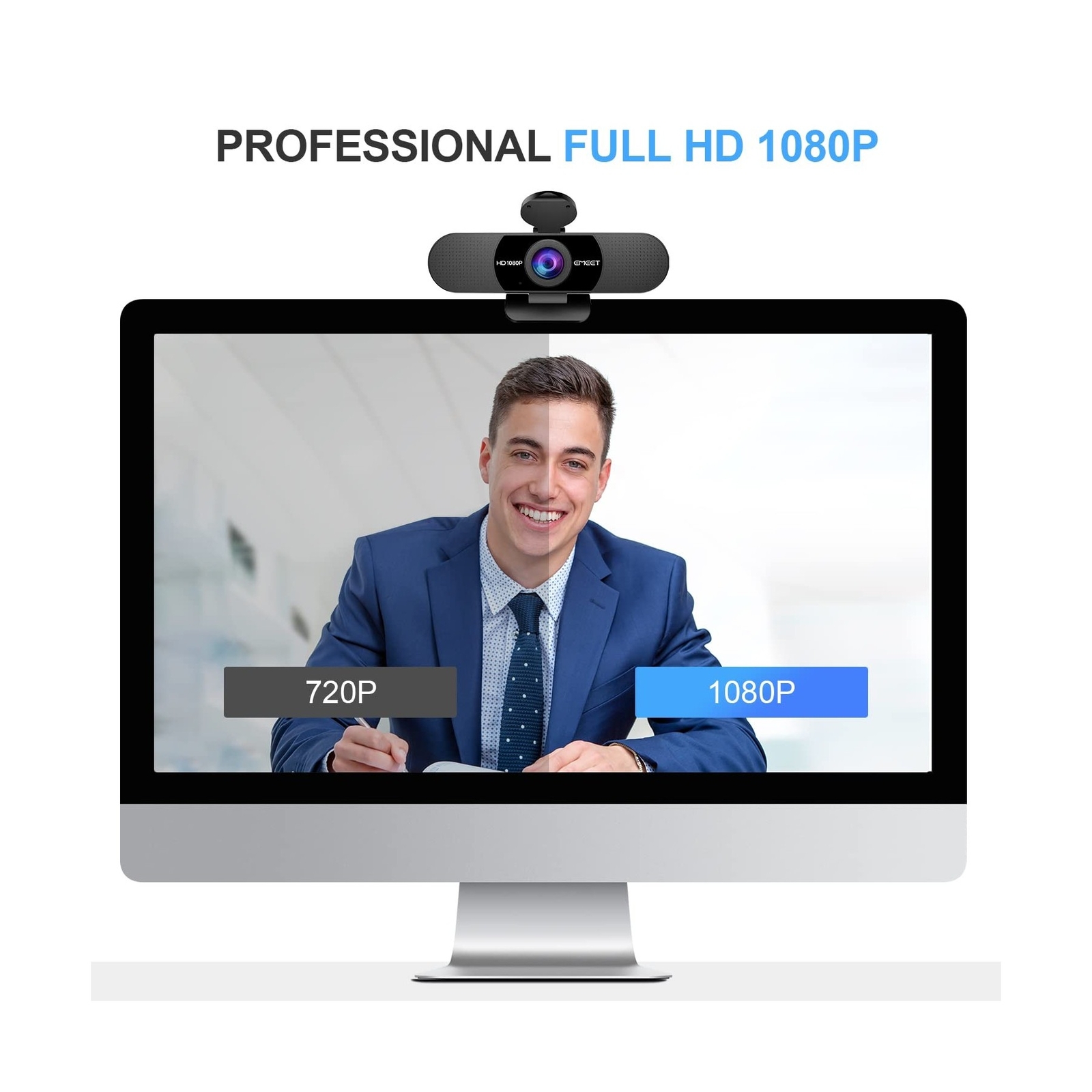 EMEET 1080P Webcam with Microphone, C960 Web Camera, 2 Mics Streaming ...