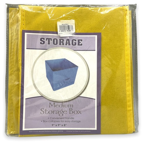 Collapsible Medium Storage Box 9” X 9” X 8” Fabric Foldable Yellow W ...