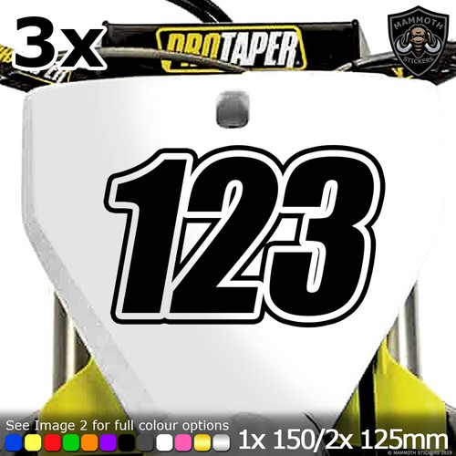 3x Custom Motocross MX Race Numbers Vinyl Stickers Dirt Bike Trials ...
