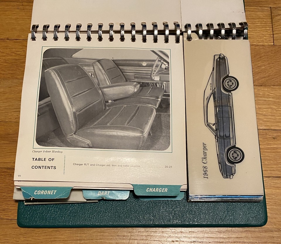 1968 DODGE Dealer COLOR & UPHOLSTERY Data Book ALBUM Charger/Coronet ...