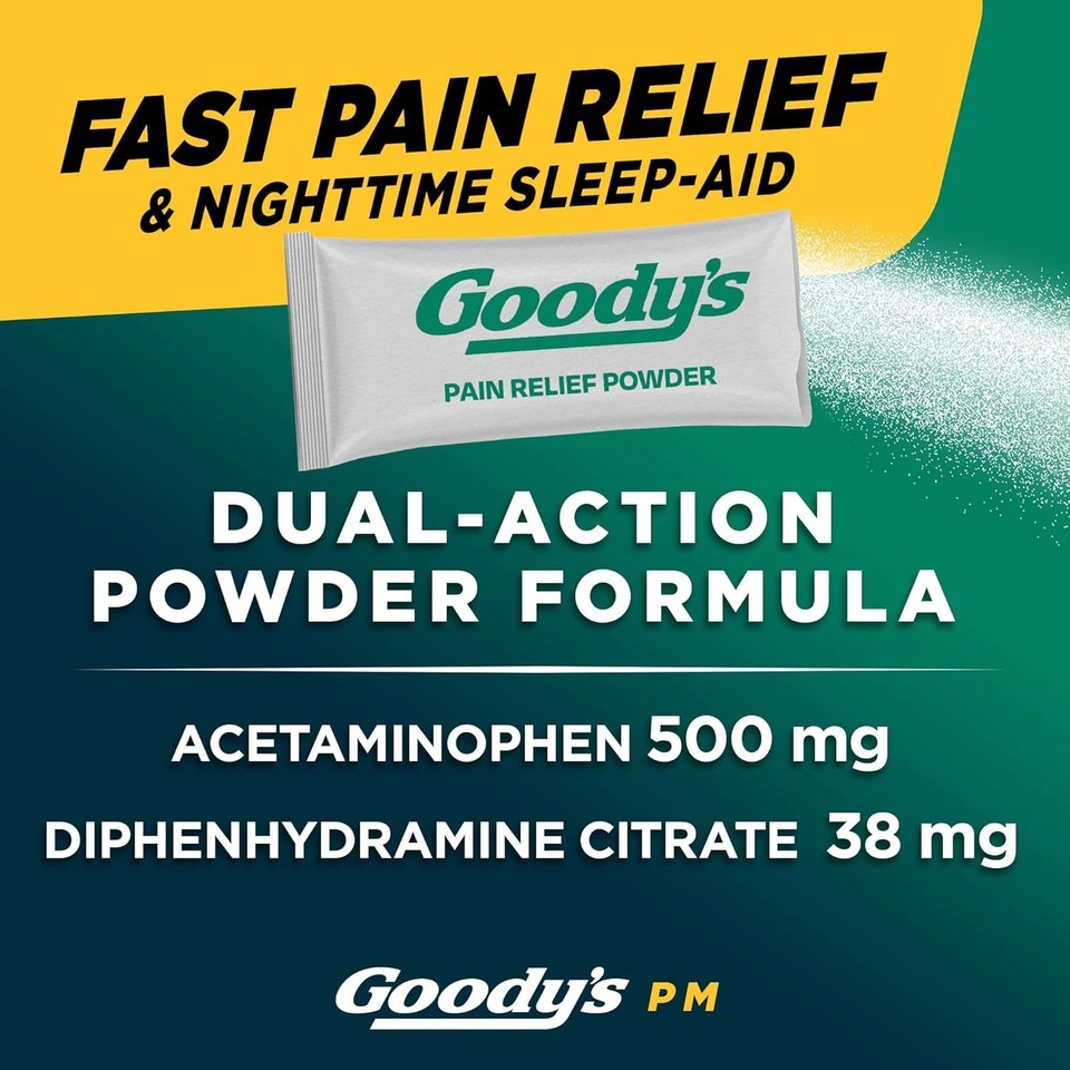 Goody's PM Nighttime Powder, Dissolve Packs For Pain with Sleeplessness ...