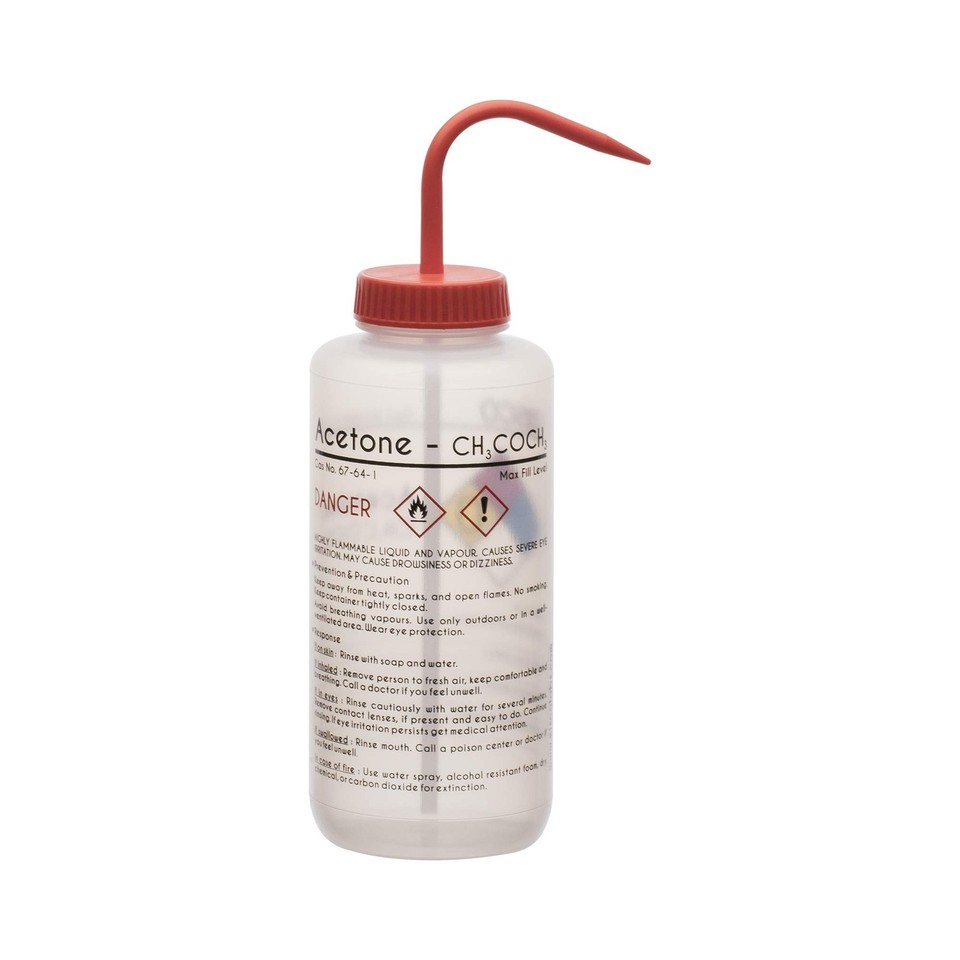 - Acetone Wash Bottle, 500mL, Low Density Polyethylene, Self-Venting ...