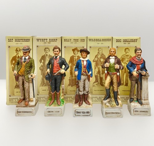 Set Of 5 Vintage McCormick 14” Gunfighter Decanters + Boxes- Billy ...