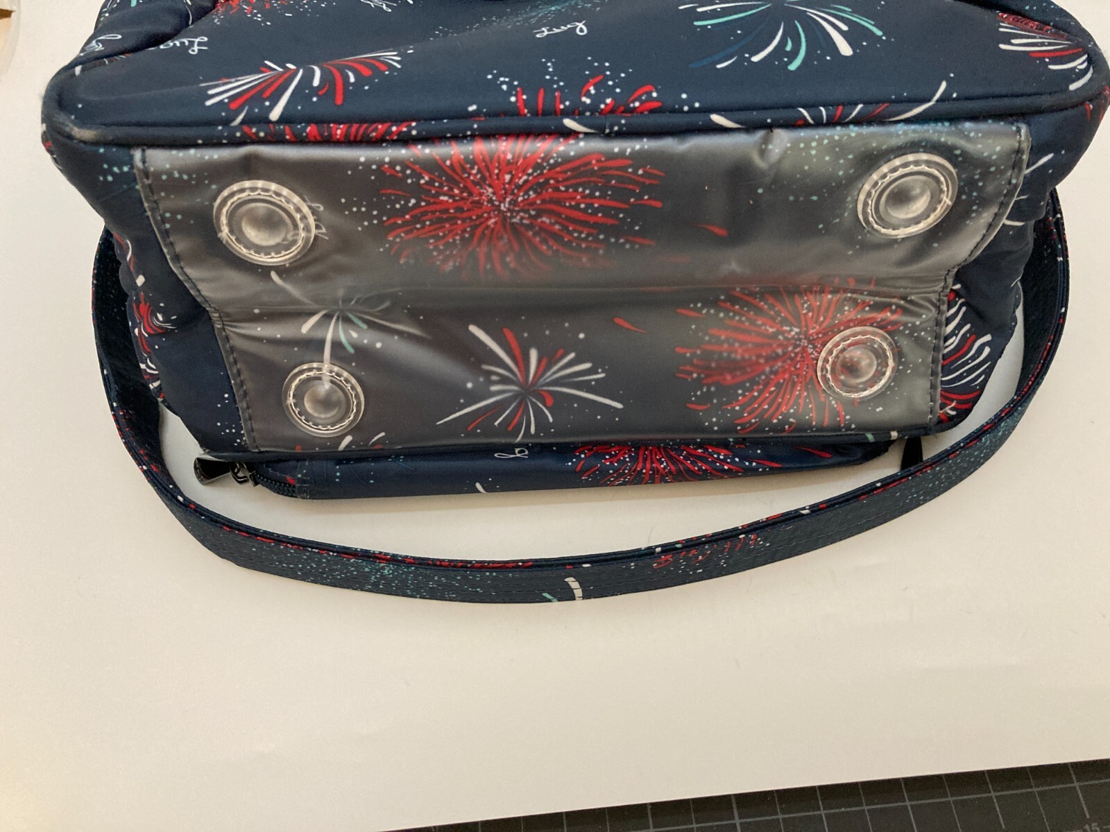 LUG Mini Puddle Jumper Tote Crossbody Bag Fireworks Navy Blue w/Strap ...