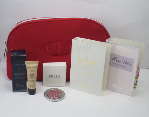 CHRISTIAN DIOR 4 TRAVEL SIZE SET W/ RED COSMETICS BAG *SEE DETAILS* | eBay