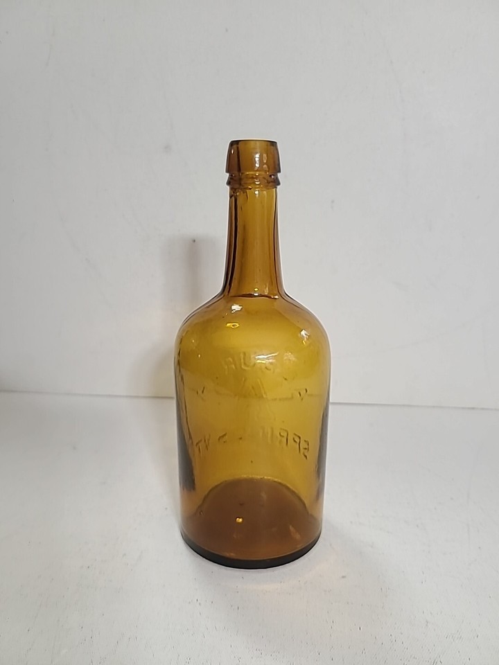 Rare Mineral Water Bottle - ALBURGH SPRINGS. VT. Honey Amber Quart | eBay