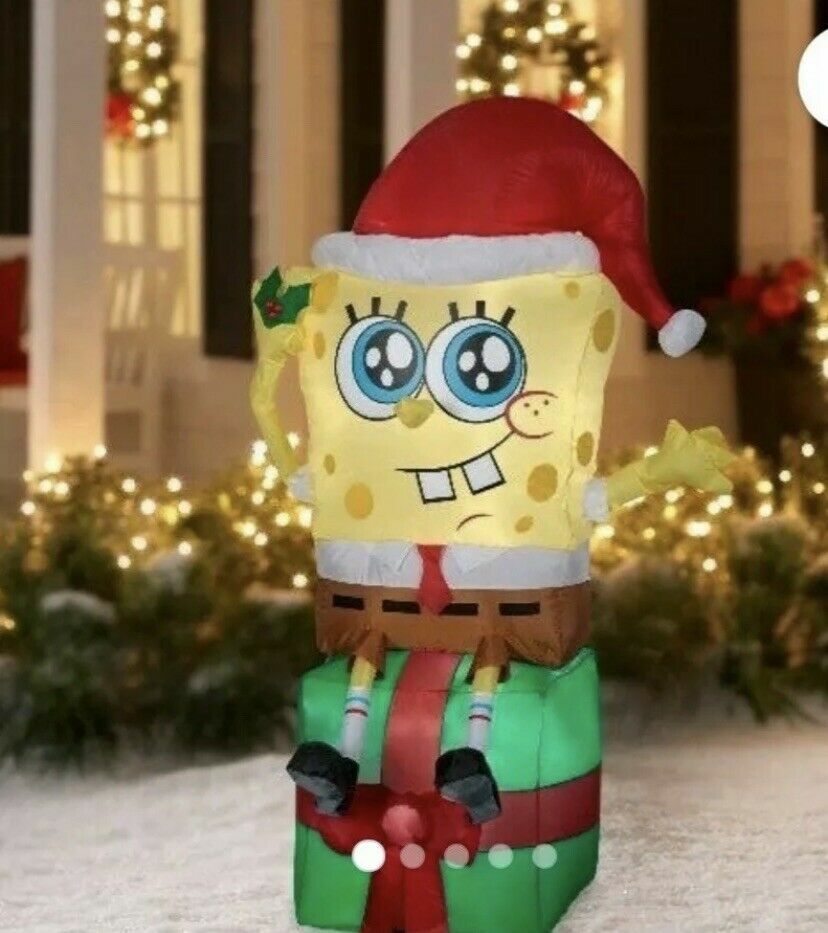 Gemmy 5' Rare SPONGEBOB SQUAREPANTS CHRISTMAS INFLATABLE With Present ...