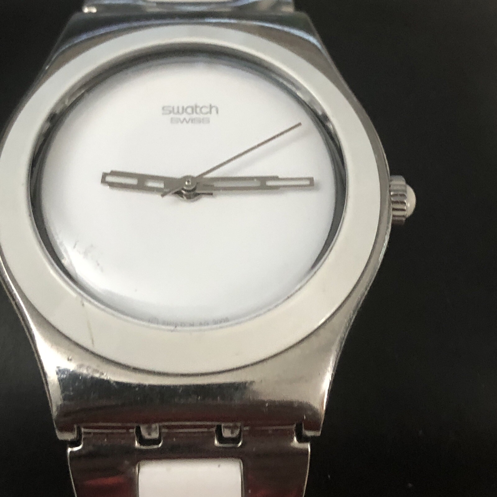 2005 Swatch Irony Watch New Battery White Dial Stainl… - Gem