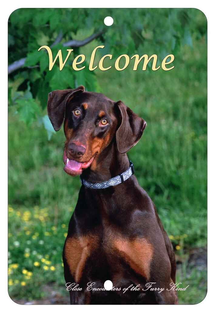 Doberman Uncropped Aluminum Indoor/Outdoor Welcome Sign | eBay