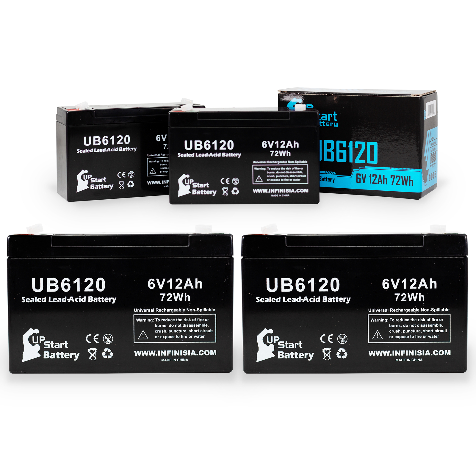 4-pack Tripp-Lite SMART500RT1U OMNIVS1000 Battery UB6120 6V 12Ah SLA ...