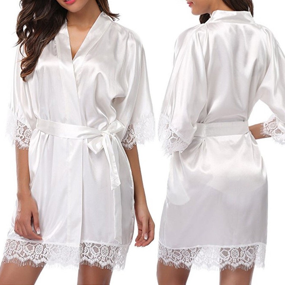 Luxurious and Seductive Sleepwear Silk Lace Robe Dress for a Dreamy ...