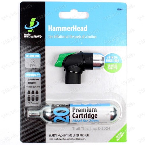 Genuine Innovations HammerHead Bike CO2 Compact Inflator with 20g ...