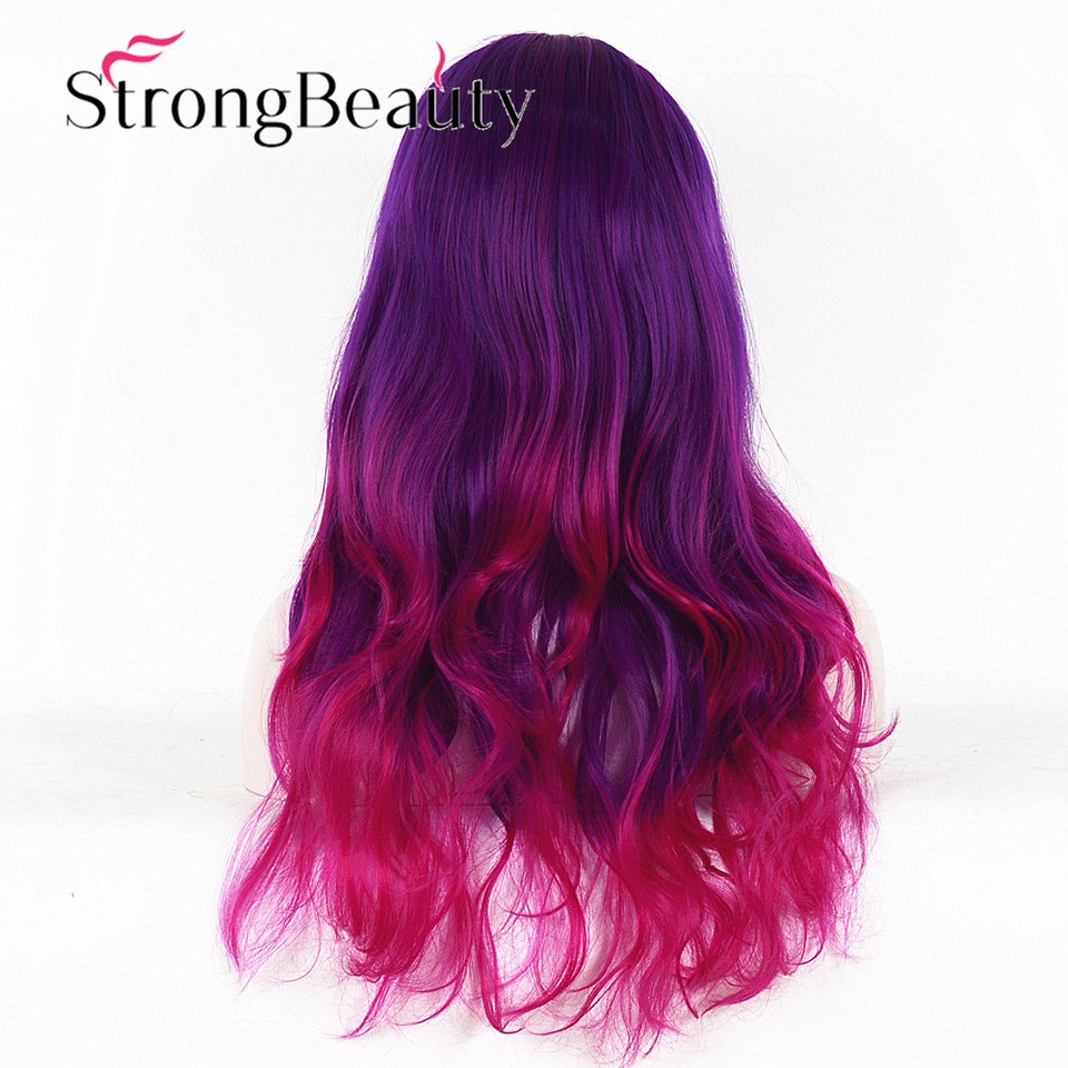 StrongBeauty Gradient Purple Hair Synthetic Long Wavy Cosplay Wigs | eBay