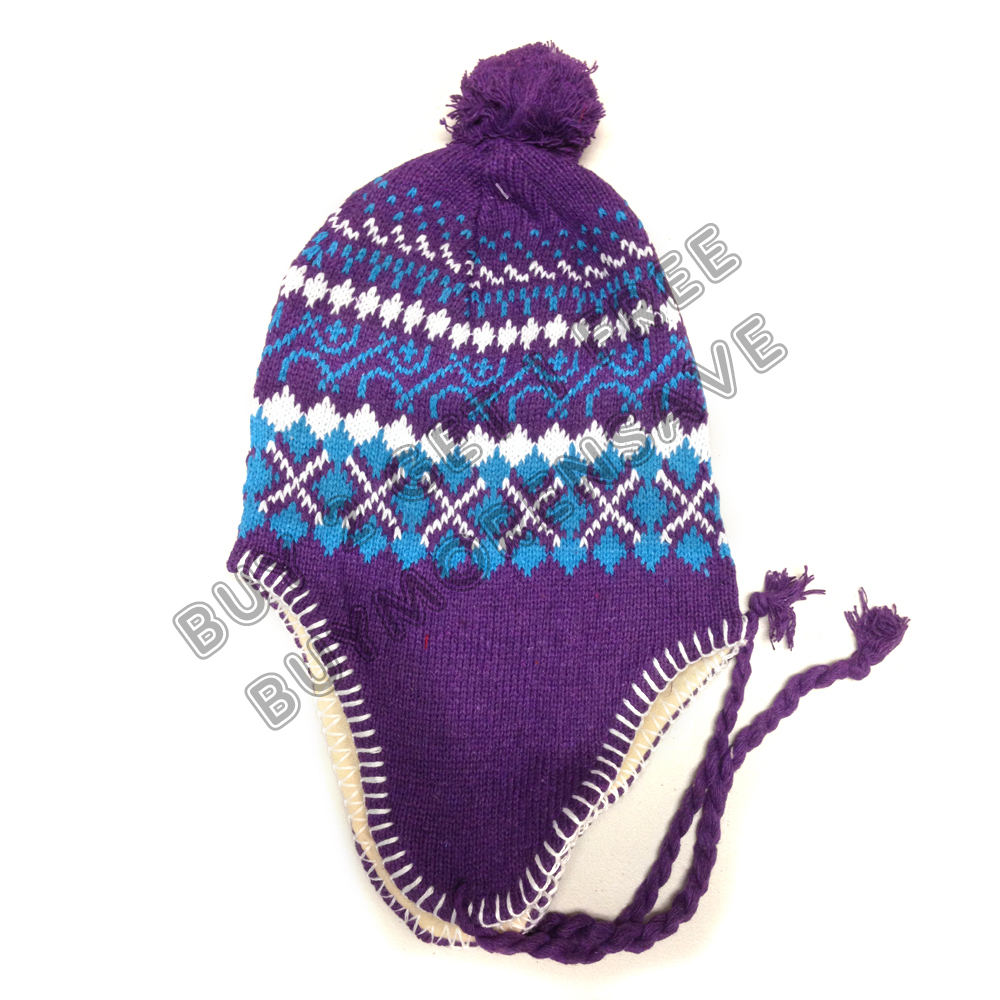 Winter Peruvian Ear Flap Ski Hat Beanie Cap Snow Flakes Color RANDOMLY ...