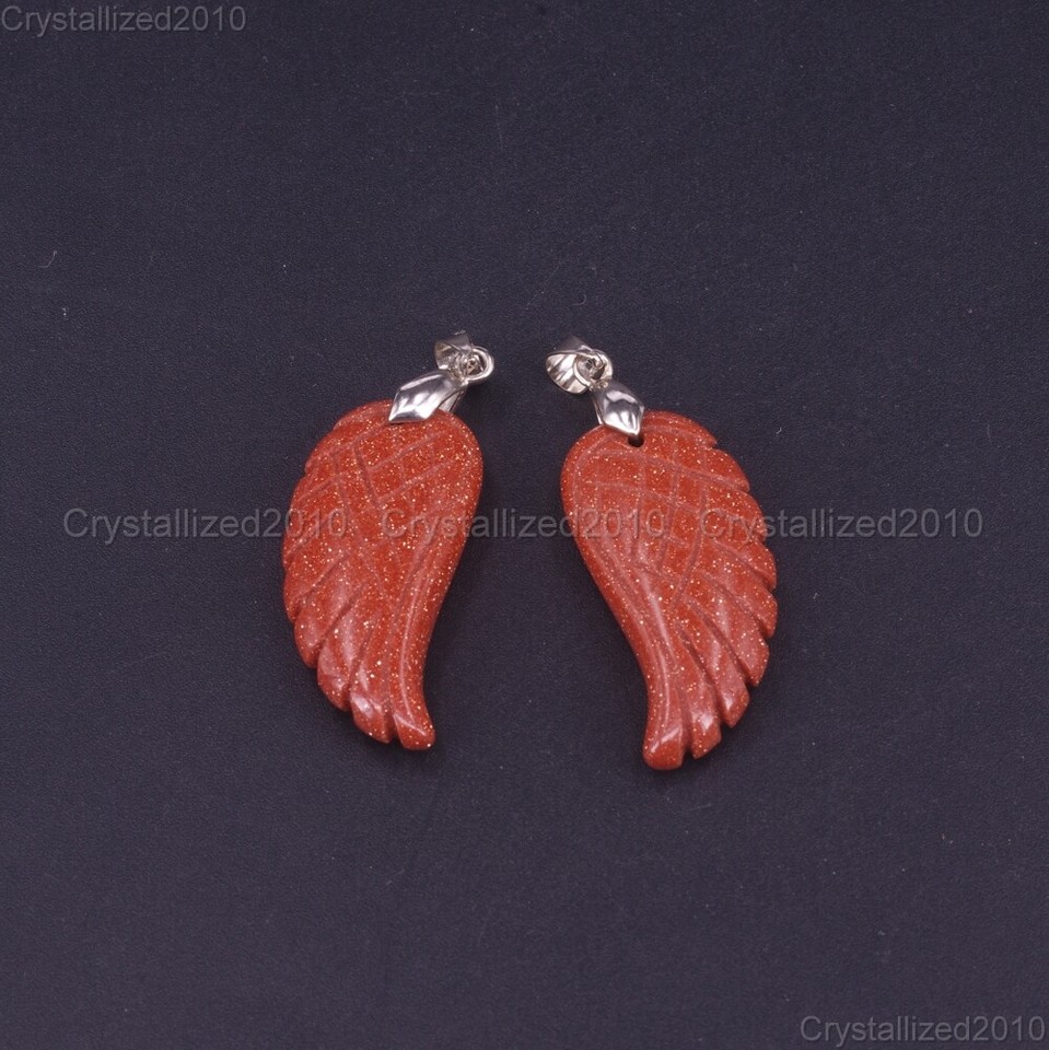 Natural Gemstone Carved Angel Wing Reiki Chakra Healing Pendant ...