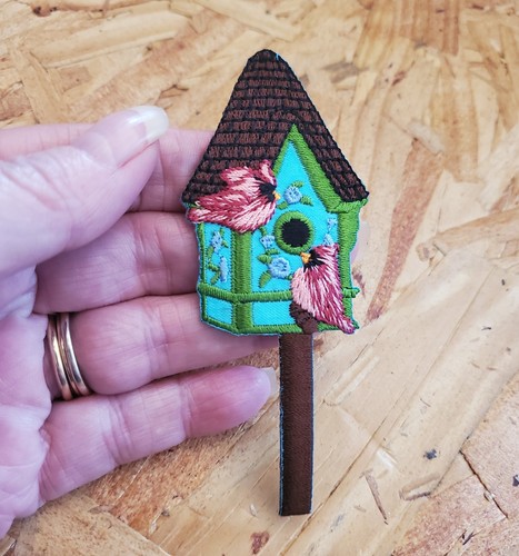Bird - Bird Watching - Birdhouse W/Cardinals Embroidered Iron On ...