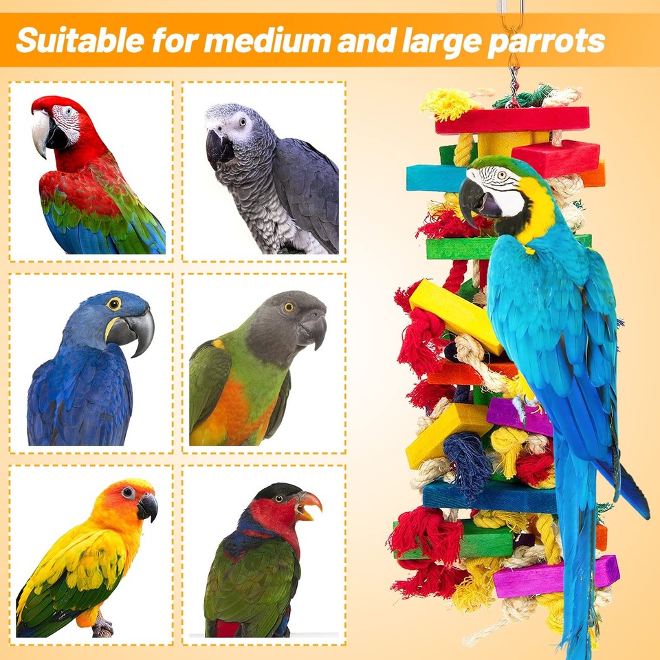 Extra Large Bird Parrot Toys for Macaws, African Grey, Amazon Parrots ...