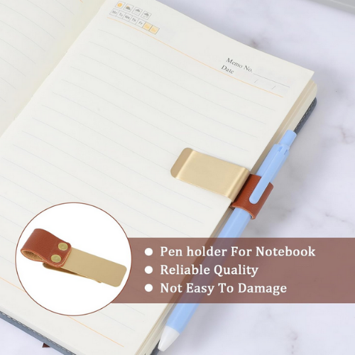 Pen Clip Notebook Loop Pencil Holders 4 Pcs PU Leather Stainless Steels ...