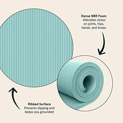 1 Inch Thick Non-Slip Yoga Mat for Exercise Pilates Stretching Floor ...