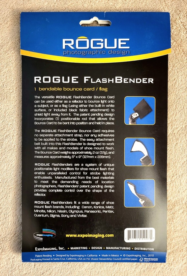 New Rogue FlashBender Bendable Bounce Card Flash Bender Sealed Bounce ...