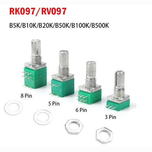 RK/RV097 Potentiometer Controller Volume 3/5/6/8 Pin B5K/10K/20K/50K ...
