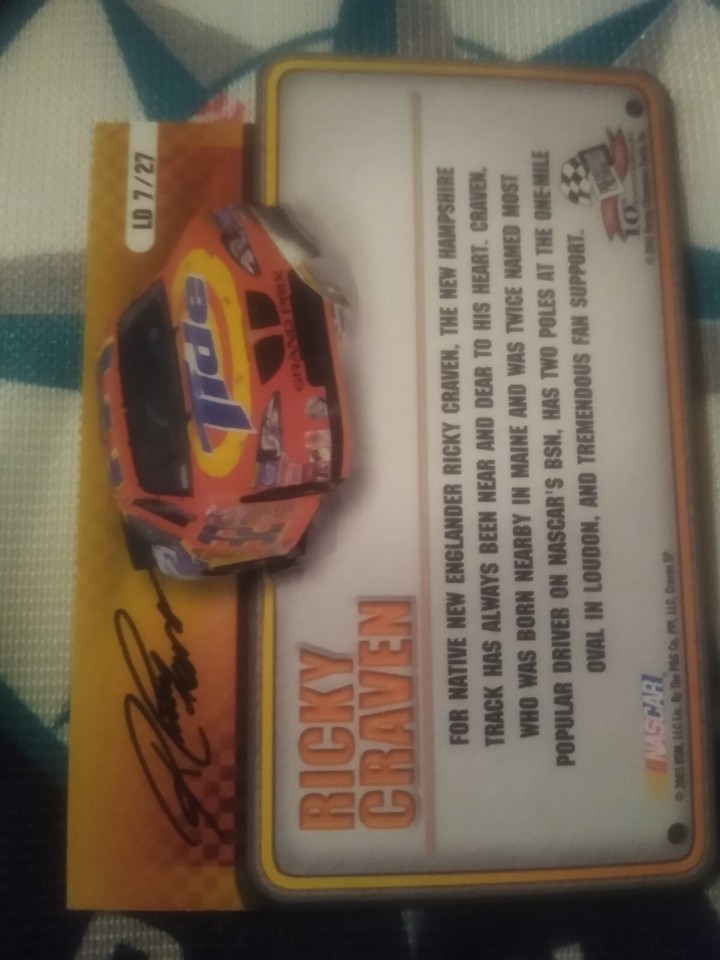 2003 RICKY CRAVEN PRESS PASS LICENSE TO DRIVE NASCAR CARD #LD7 TRACK ...