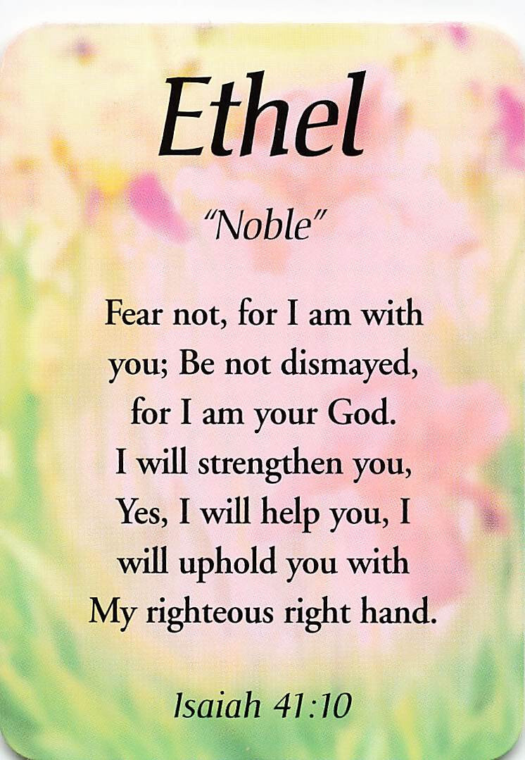 Ethel "Noble" Keepsake Name Meaning Card with Verse | eBay