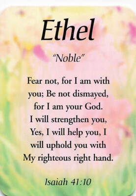 Ethel "Noble" Keepsake Name Meaning Card with Verse | eBay