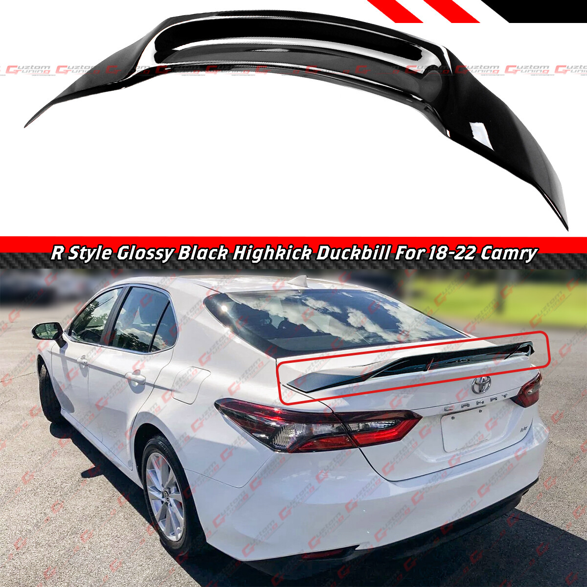 FOR 2018-2023 TOYOTA CAMRY R STYLE GLOSS BLACK TRUNK DUCKBILL HIGH KICK ...