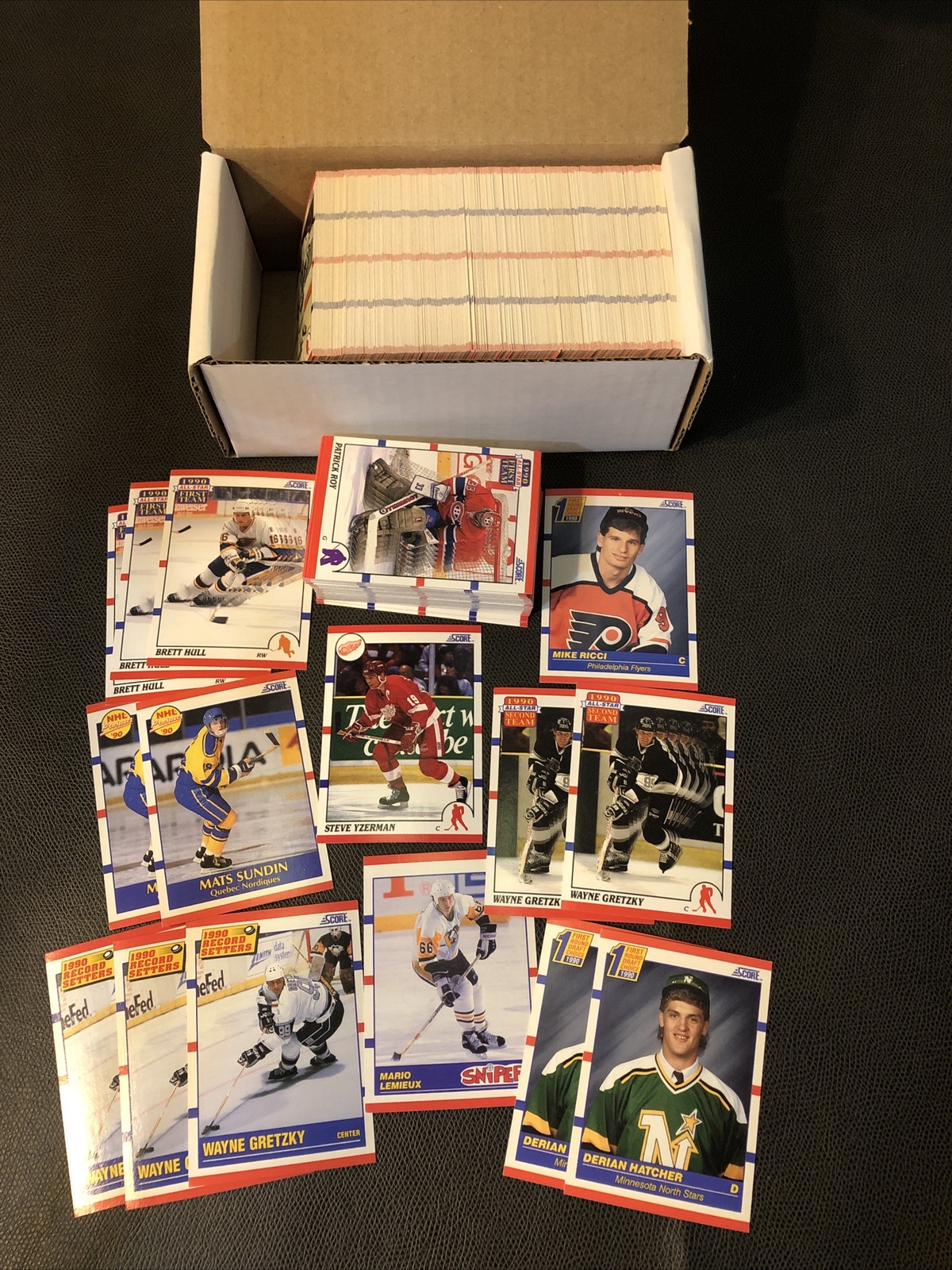 1990 Score NHL Hockey 370 Card Lot Gretzky Yzerman Lemieux Hull Roy ...