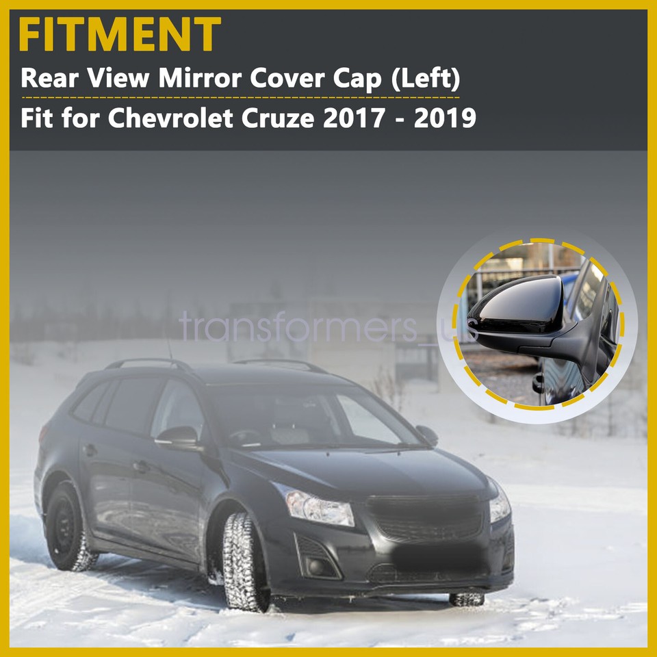 Black Left Driver Side Mirror Cover Cap Shell For Chevrolet Cruze 2017 ...