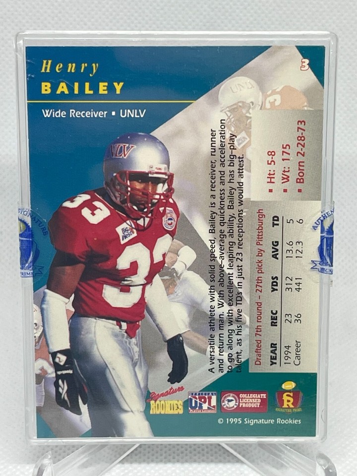 Henry Bailey 1995 Signature Rookies Prime #3 Autograph /3000 Auto ...