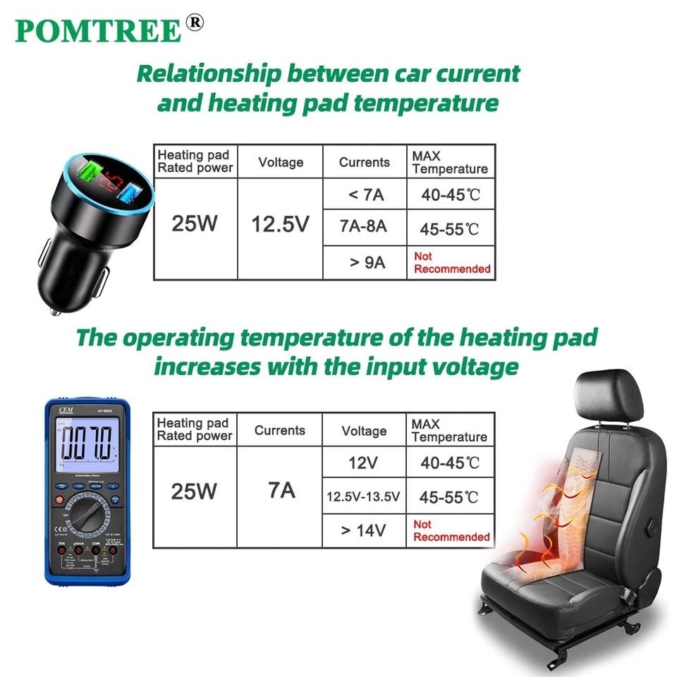 2Seats 12V Universal Alloy Wire Car Heated Seat Heater Kit with 3 ...