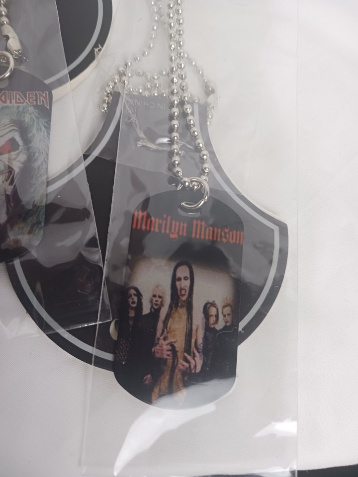 Dog Tags Iron Maiden , Cypress Hill ,Marilyn Manson Chain Lot of 3 Rock ...
